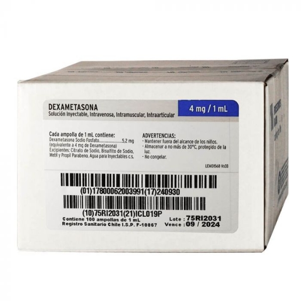 DEXAMETASONA 4 mg/ml 1 ml 100 AMP – AlivetFarma